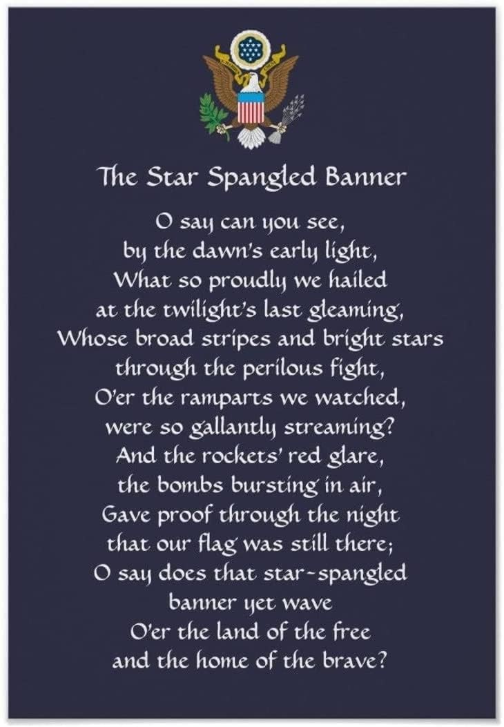 Amazon.com: Metal Tin Sign Star-Spangled Banner Lyrics Poster 4th July ...