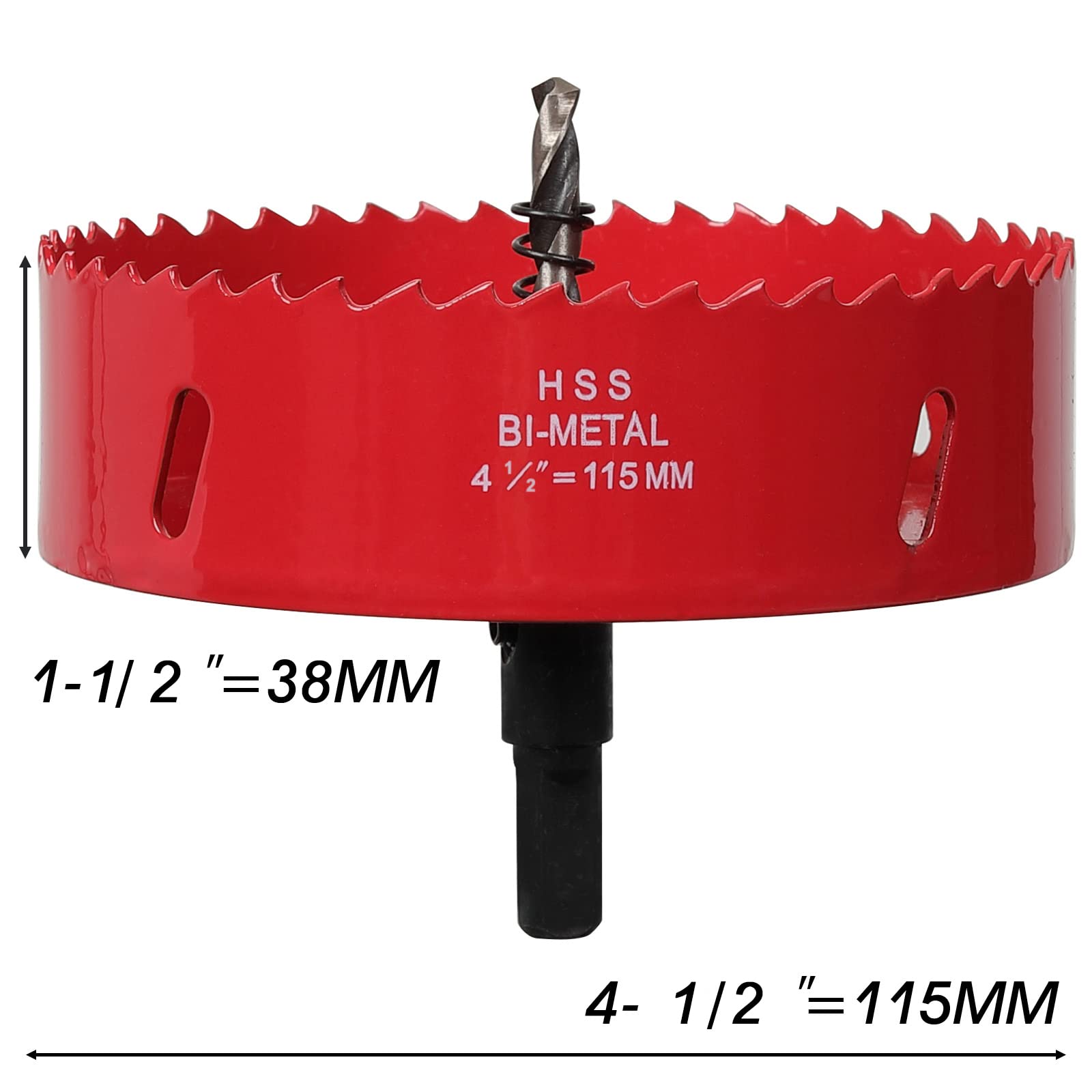 Snapklik.com : 4 1/2 Inch Hole Saw, 115mm Hss Bi-Metal Hole Cutter For ...