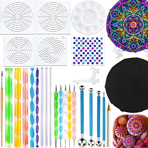 Mandala Stencil Paint Kit for Canvas, Rocks W/ Gems $6.79 (60% OFF ...