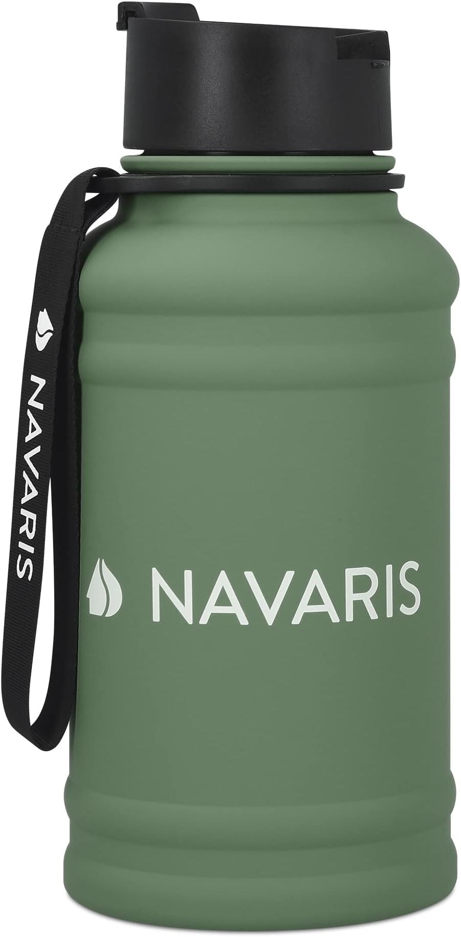Navaris Botella de agua de acero inoxidable - Cantimplora de metal de 1 ...