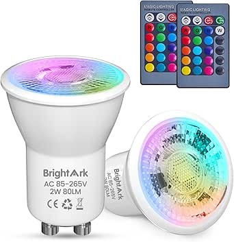 BrightArk GU10 Colour Changing LED Bulbs, 2W Dimmable GU10 LED Bulbs ...