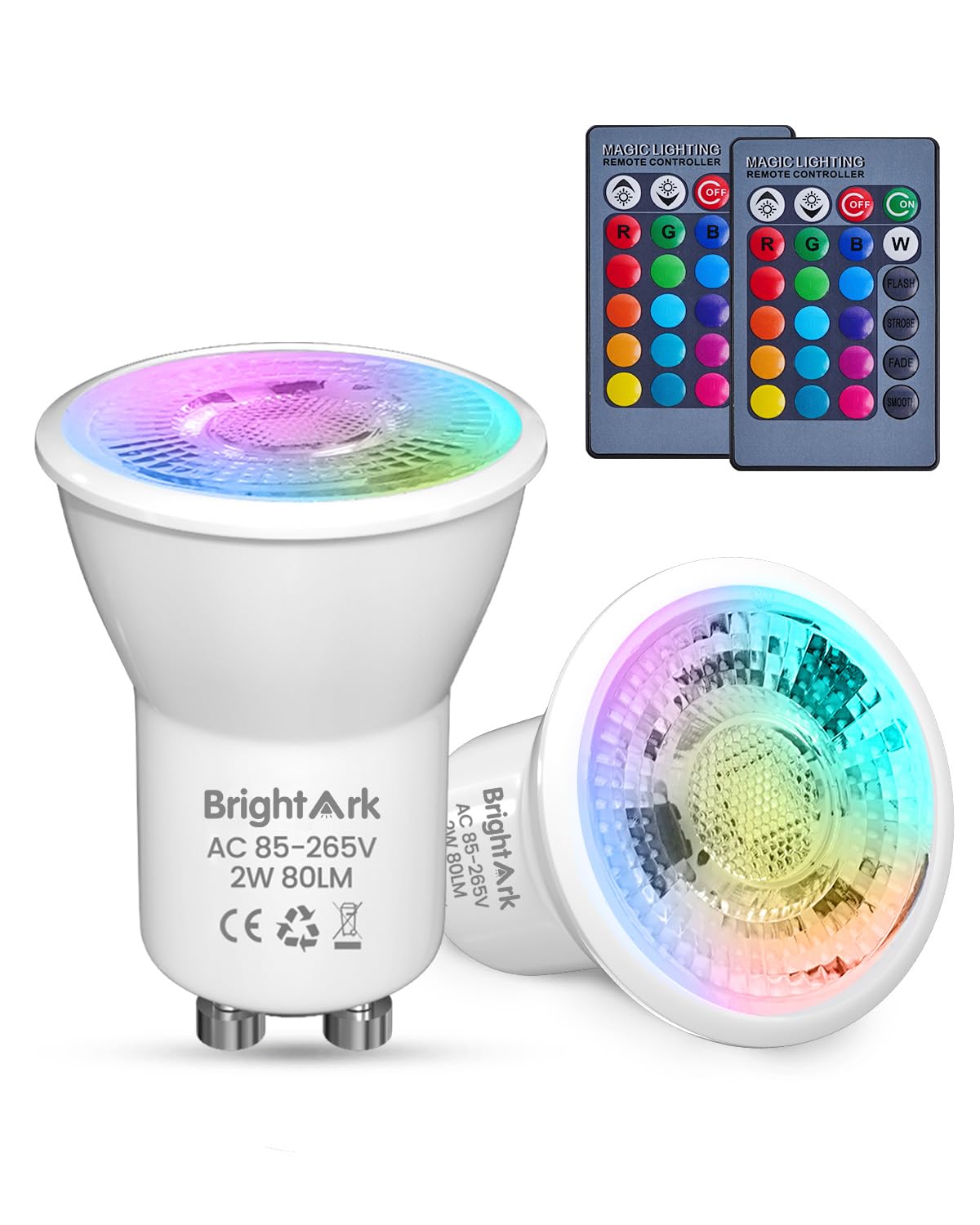 BrightArk GU10 Colour Changing LED Bulbs, 2W Dimmable GU10 LED Bulbs ...