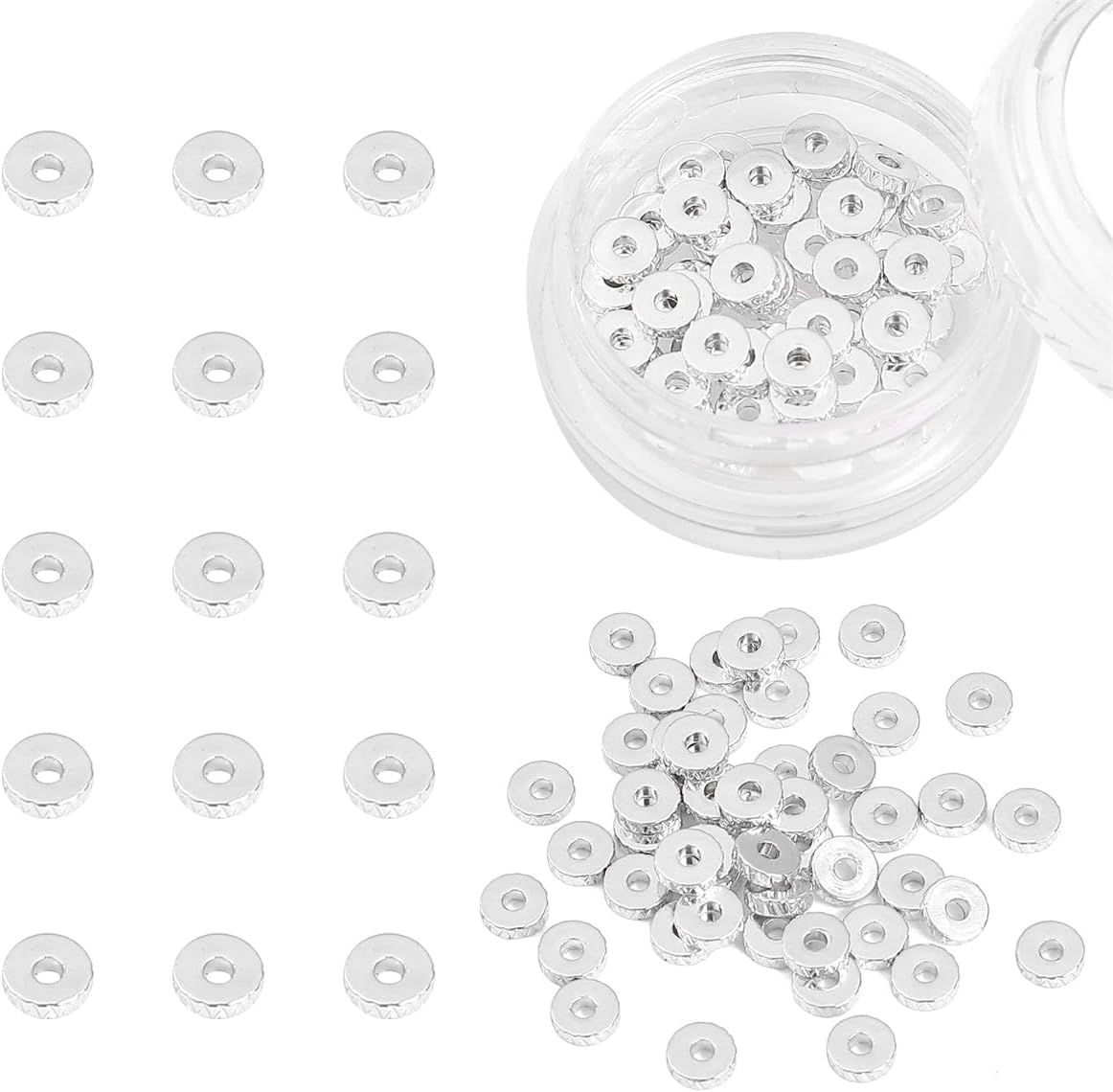 Amazon.com: BEADIA Silver Plated Disk Spacer Beads 4x1.2mm 50pcs for ...