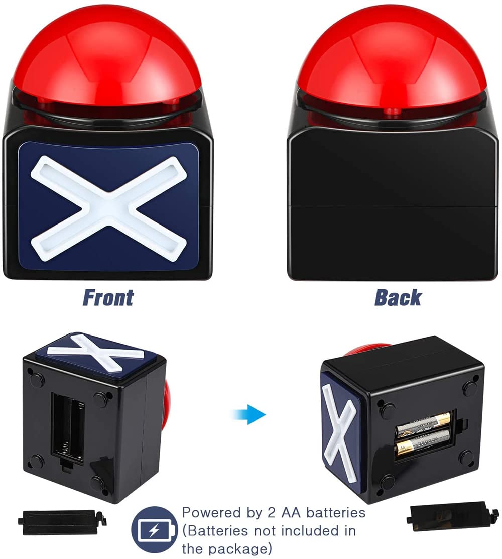 Buy 2 Pcs Game Answer Buzzer Alarm Button Box with Sound Light Got ...