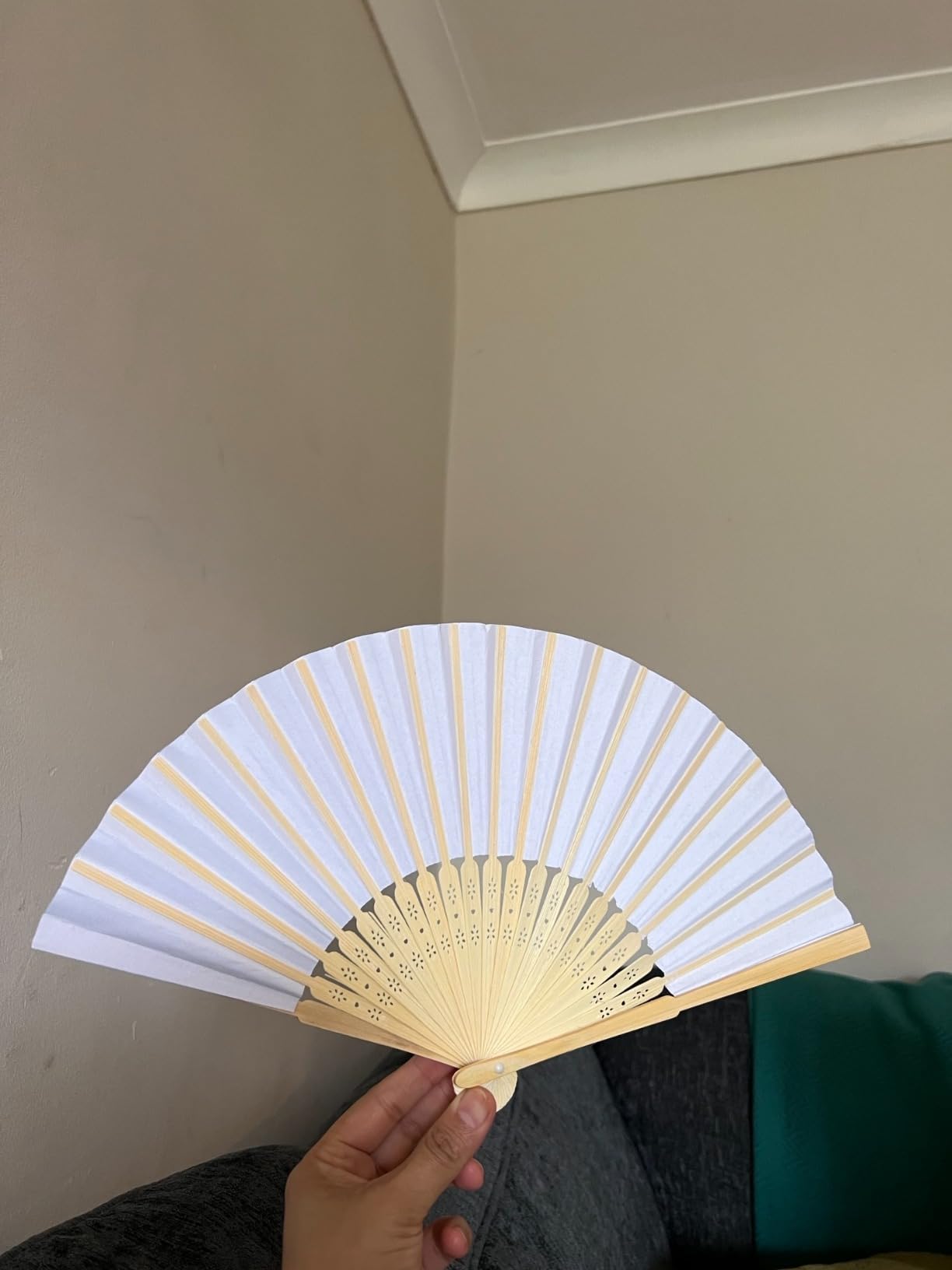 PLULON 26 Pieces White Paper Handheld Fan Hand Folding Fans Foldable ...