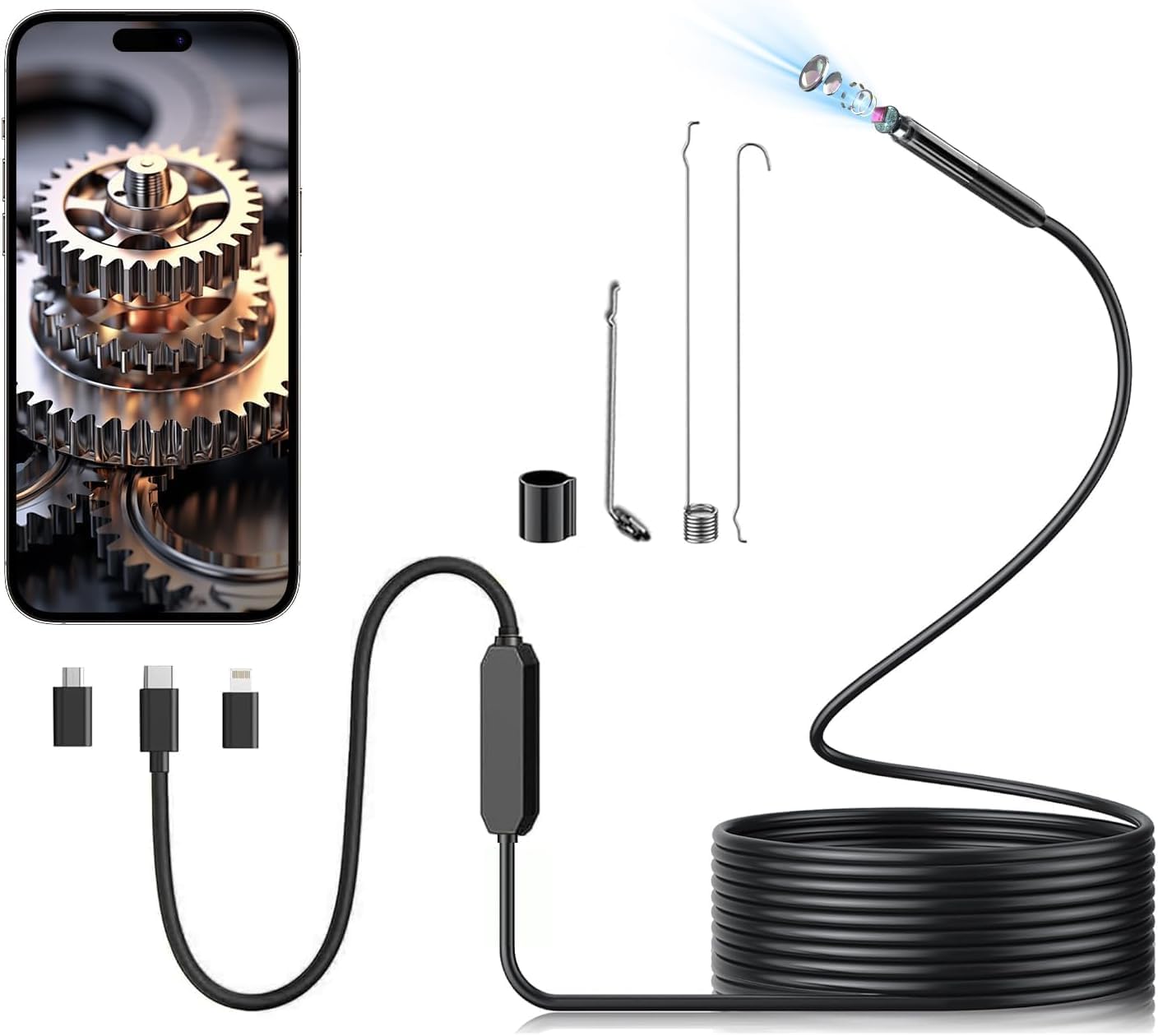 Endoscope Inspection Camera, Hopefox Wifi USB Endoscope Camera Flexible ...