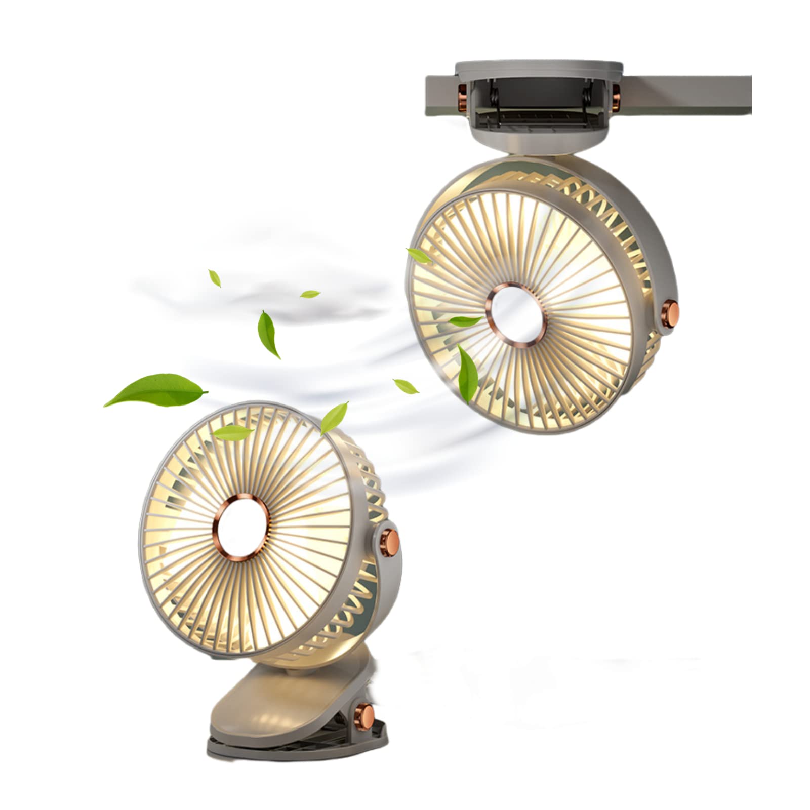Amazon.com: srdmuph Desk Fan Clip On with Lights USB Rechargeable ...