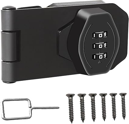Keyless Hasp Latch Lock,Chumiug 3-Digit Combination Lock Twist Knob ...
