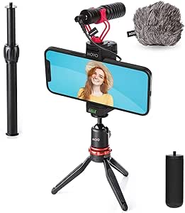 Amazon.com: Movo VXR10+ Smartphone Vlogging Kit with Mini Tripod, Phone Grip, and Video ...