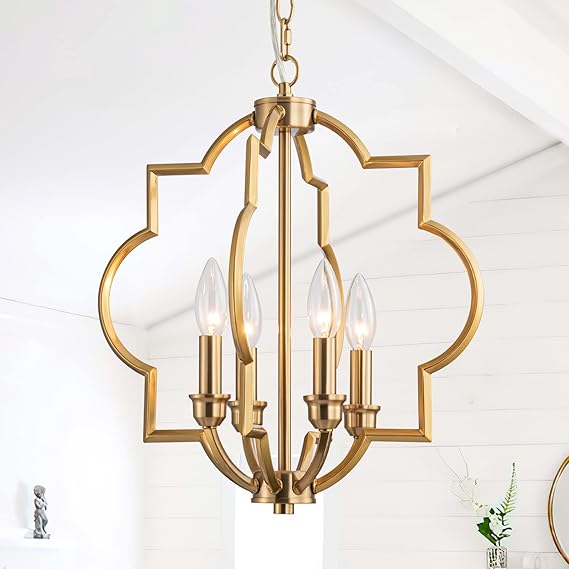ACANER 15.6" Brushed Gold Dining Room Light Fixtures Over Table, 4 ...