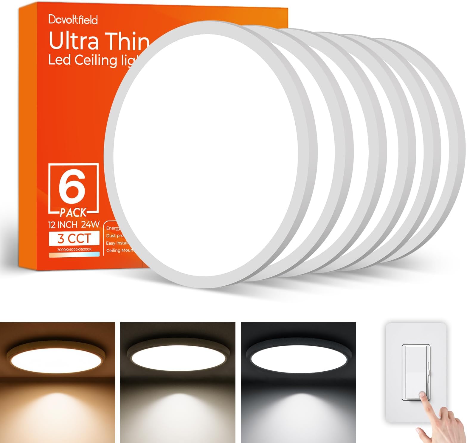 2x4FT Led Flat Panel Light Surface Mount Ceiling Light, 5CCT 3000K ...