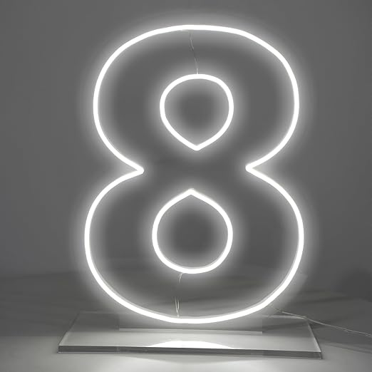 Amazon.com : LIYUNEON Number 8 Neon Sign for Birthday, 16.54" Cool ...