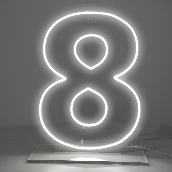 Amazon.com : LIYUNEON Number 8 Neon Sign for Birthday, 16.54" Cool ...