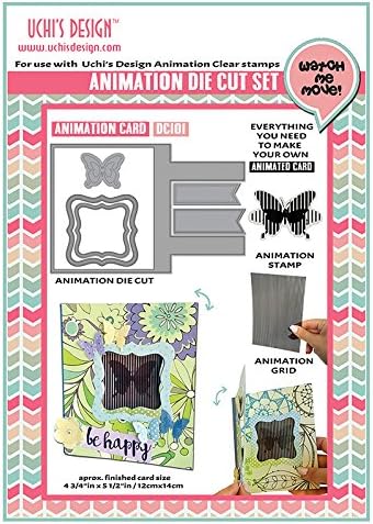 Amazon.com: Uchi's Design Animation Card Craft Die + Stamp + Grid Set ...