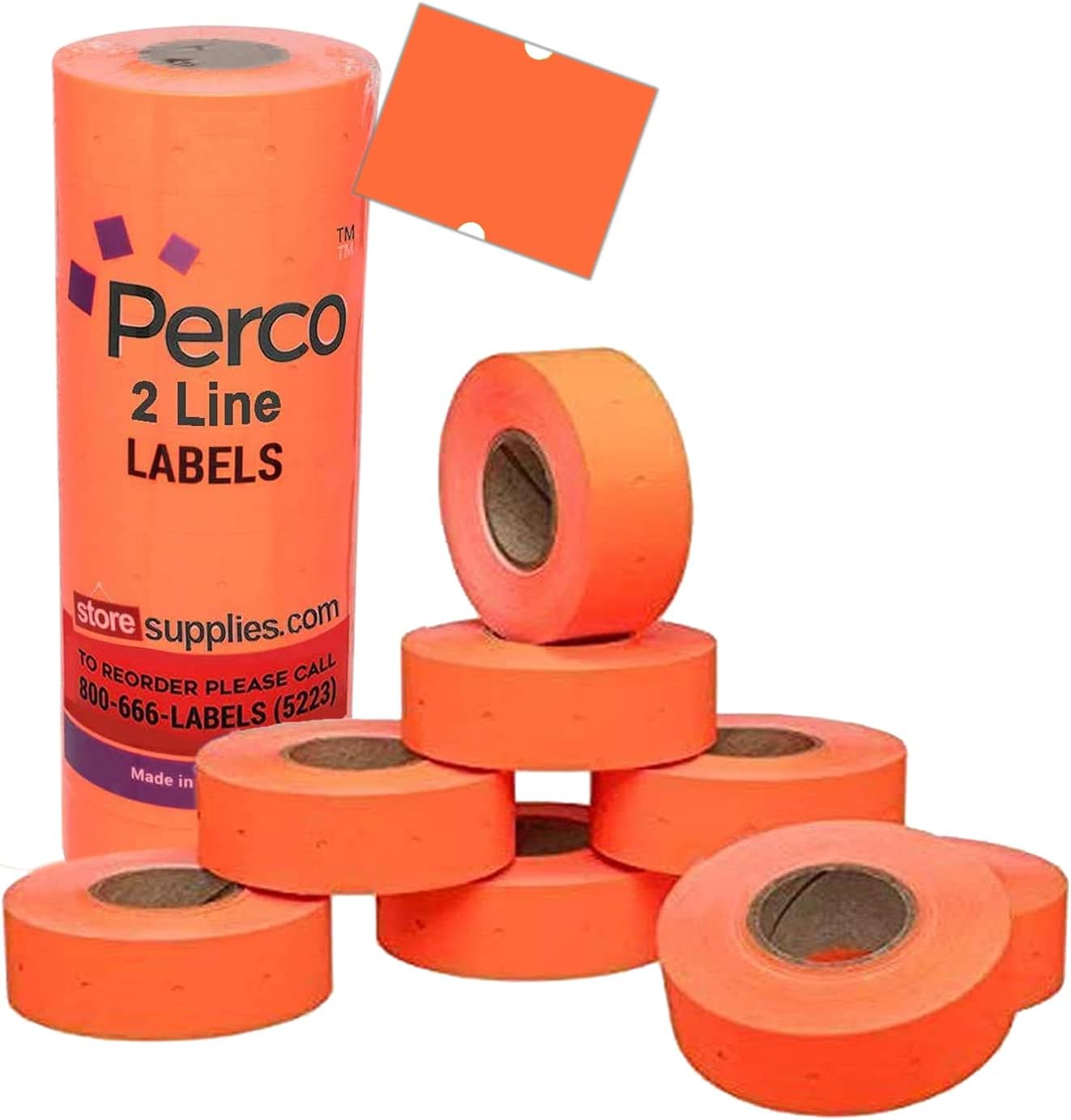 Fluorescent Red Perco Labels for Perco 2 Line Labeler Gun - 1 Sleeve ...