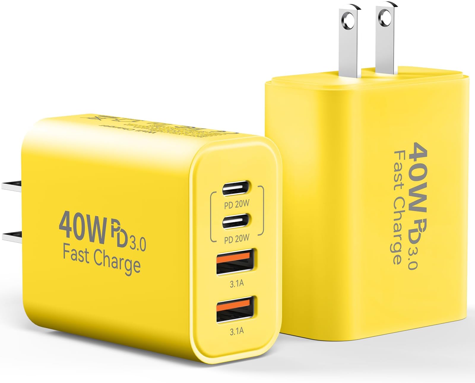 Amazon.com: USB C Charger Block, 2-Pack 40W 4-Port Multiple Type C Fast ...