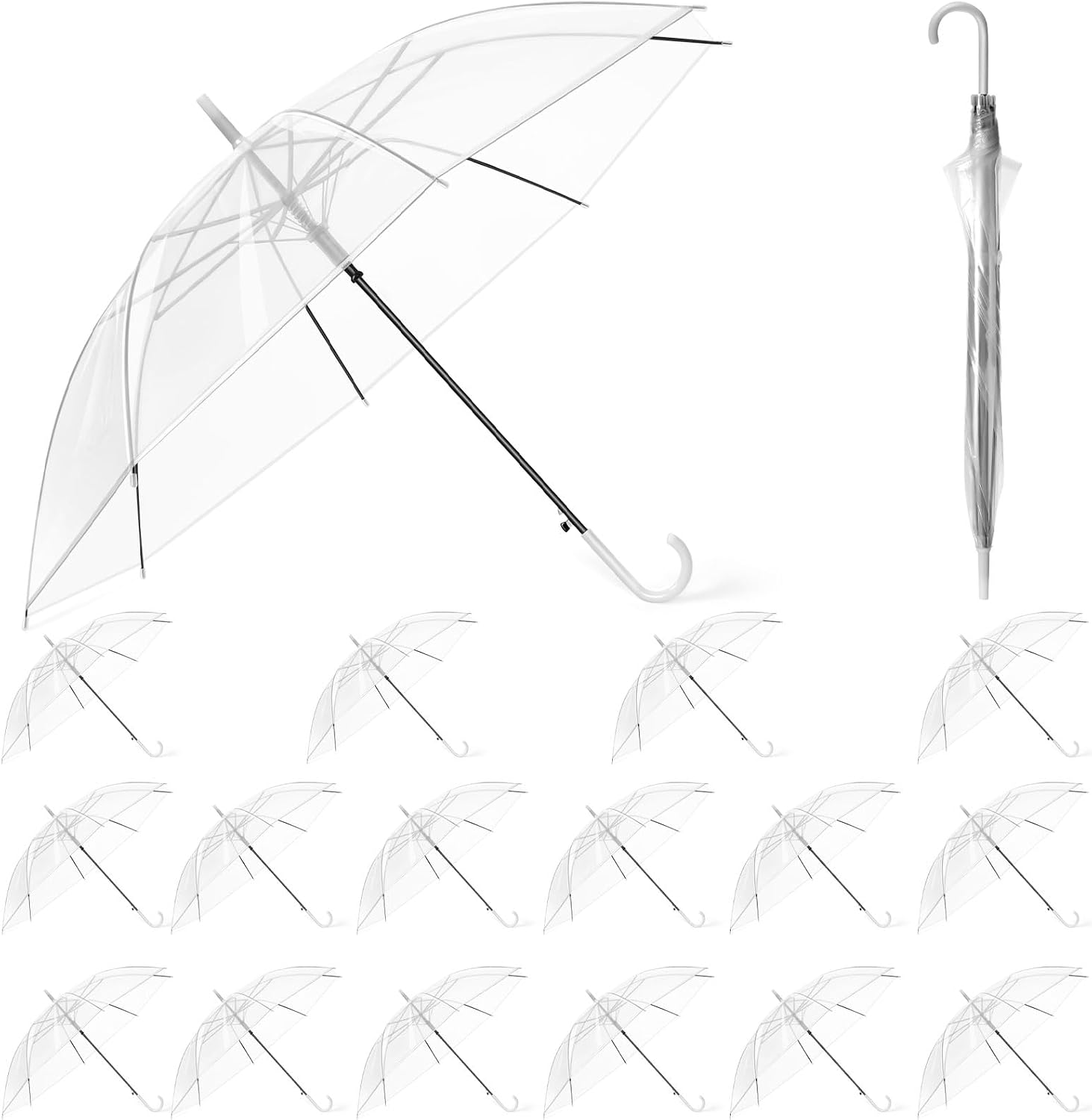 Hestya 16 Pack 37.4 Inch Clear Umbrellas for Wedding - White ...