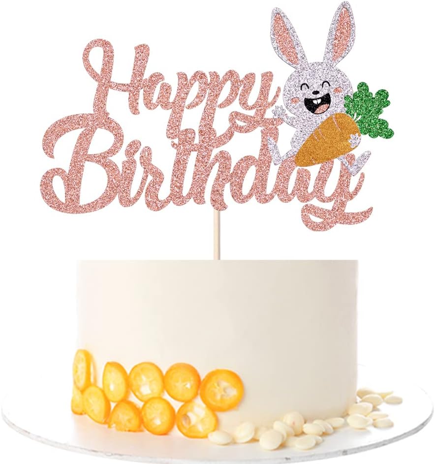 Amazon.com: Kaoenla Happy Birthday Easter Cake Topper-Glitterfor Easter ...