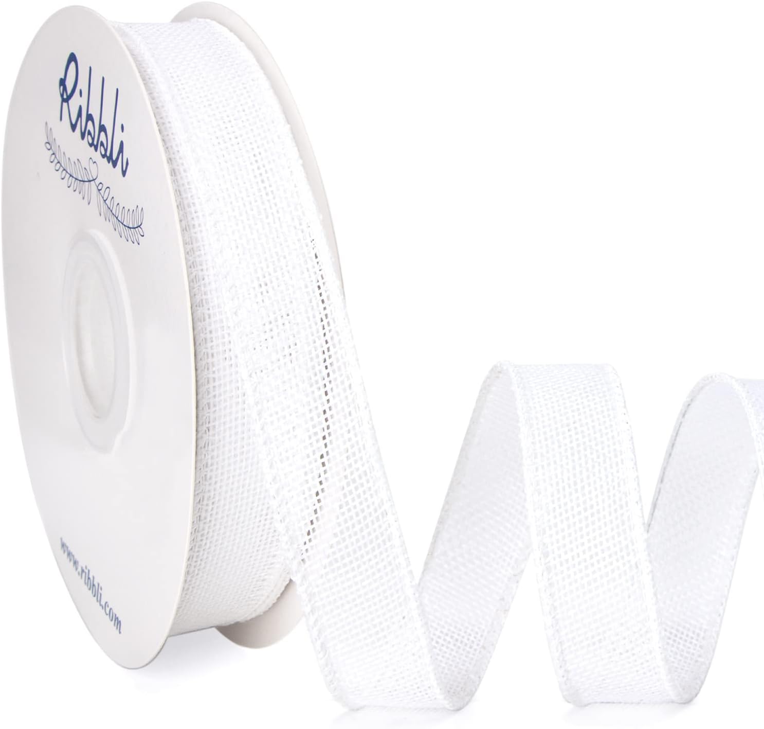 Amazon.com: Ribbli White Burlap Wired Ribbon, 1” Inch x Continuous 20 ...