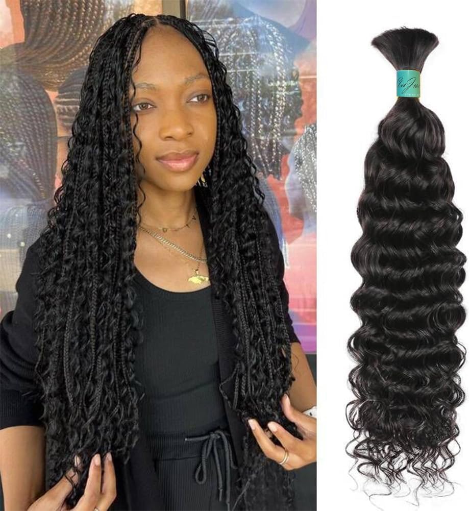 Amazon.com : Boho Braids Human Hair,Deep Wave Bulk Human Hair For ...