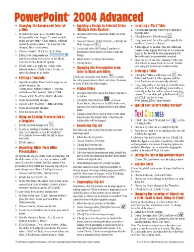 Microsoft PowerPoint 2004 Advanced Quick Reference Guide (Cheat Sheet ...