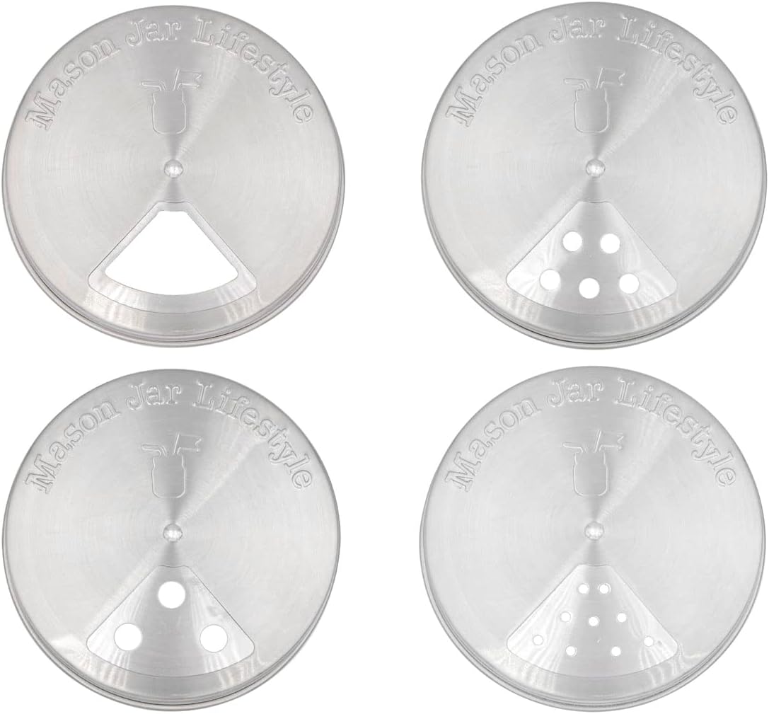 Amazon.com: obmwang 4 Pack of Stainless Steel Mason Jar Shaker Lids ...