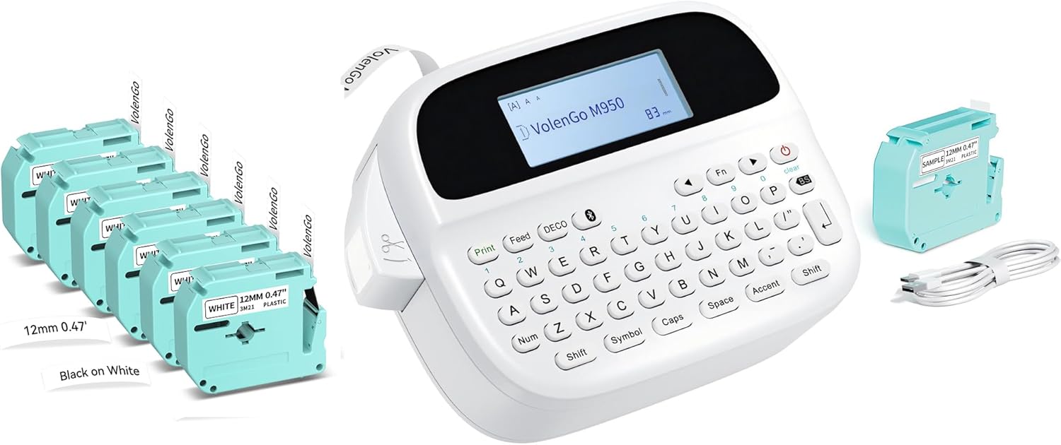 Amazon.com : VolenGo M950 Label Maker Machine Bundle, Rechargeable ...