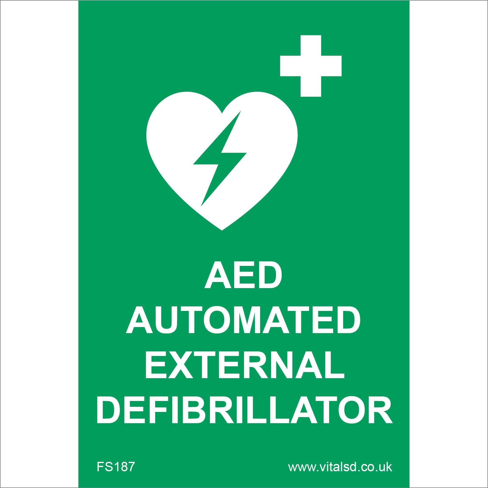 Fs187 Fire Safety Sign Aed Automated External Defibrillator 450mm X ...