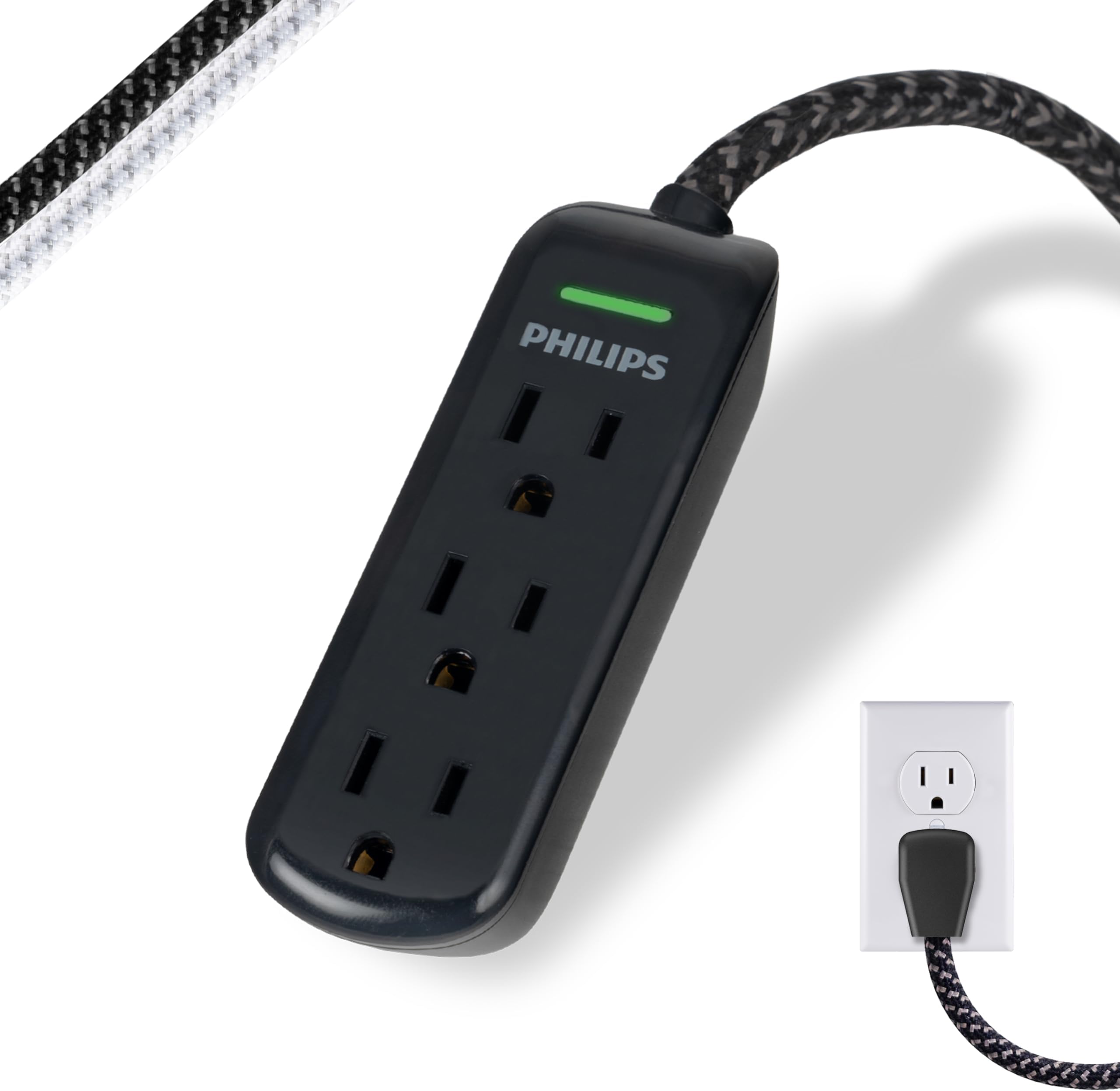 Amazon.com: Philips 3-Outlet Grounded Extension Cord, 8 Ft Indoor ...