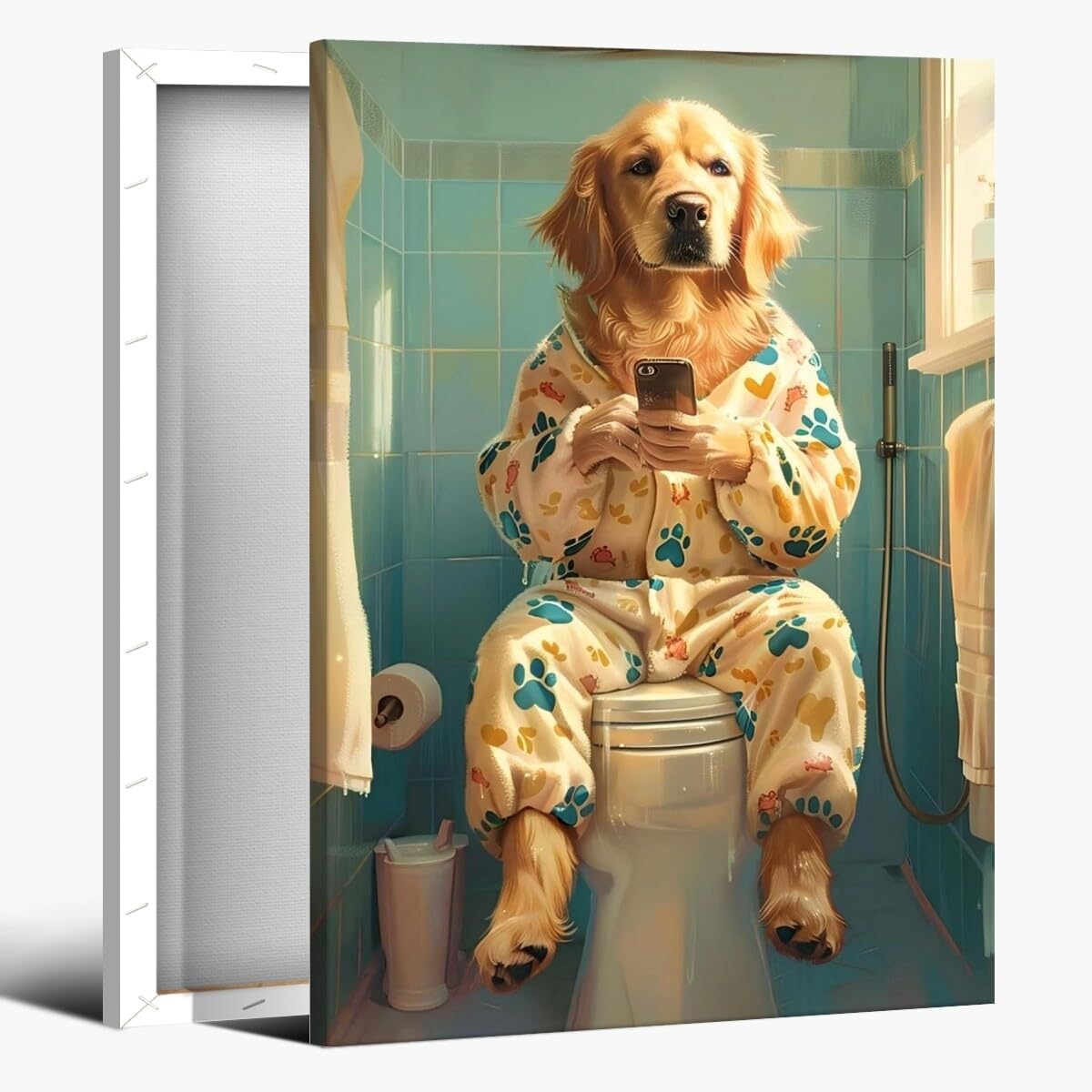 Amazon.com: Funny Dog Bathroom Wall Decor Art Pictures Golden Retriever ...