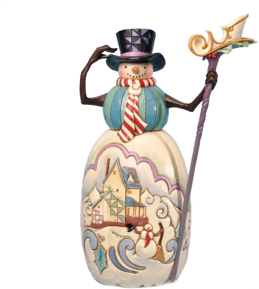 Amazon.com: Jim Shore Snowman With Winter Scene Figurine: Collectible ...