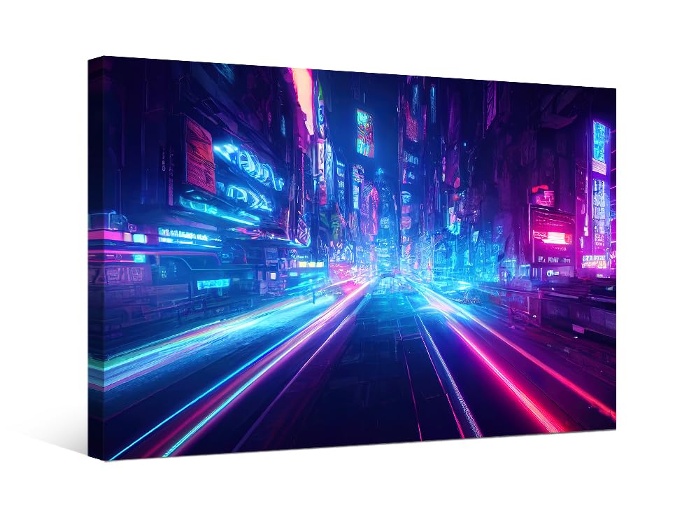 Amazon.com: Cyberpunk Style Canvas Wall Art Futuristic Cyberpunk City ...