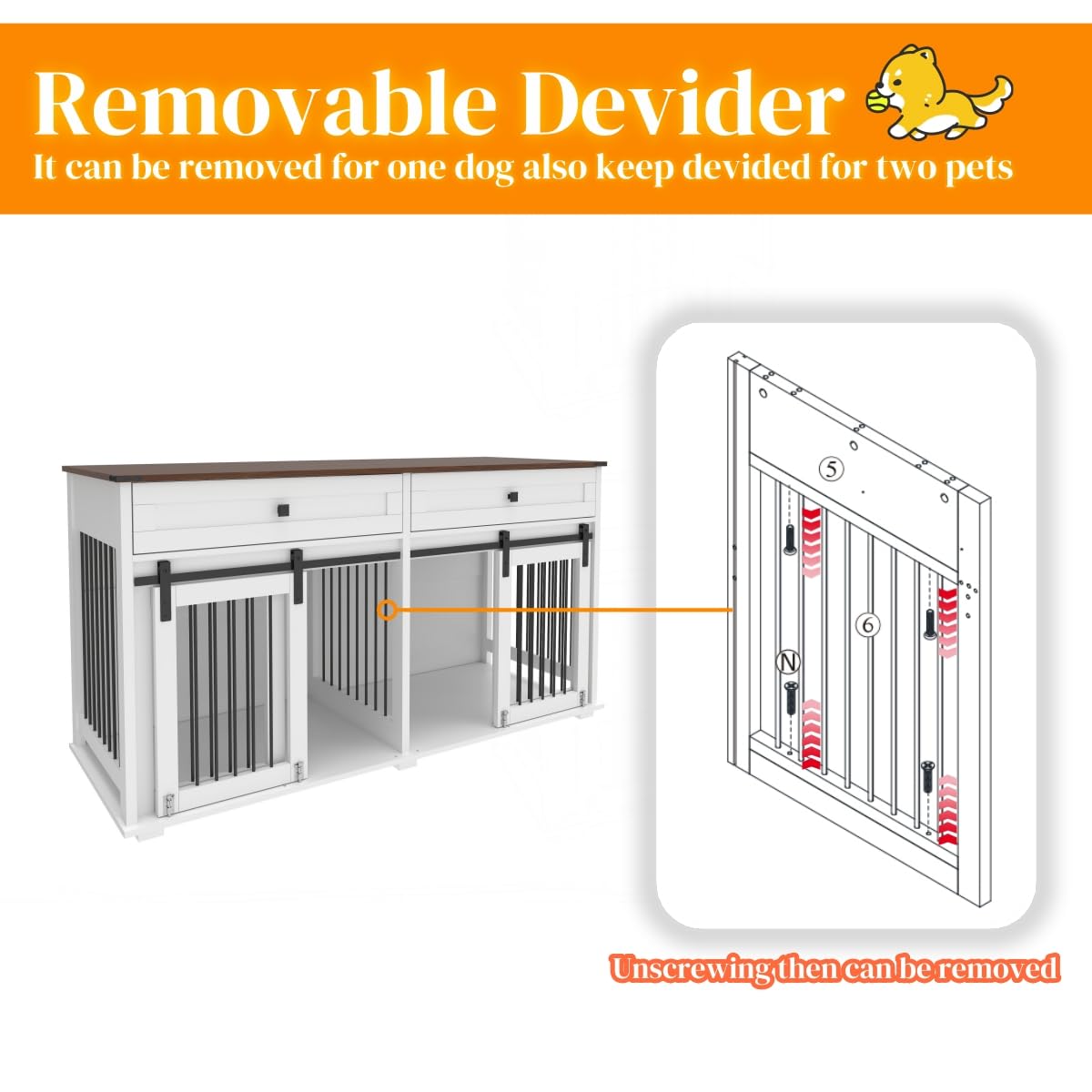 Snapklik.com : KEIKI Large Dog Crate Furniture For 2 Large Medium Dogs ...