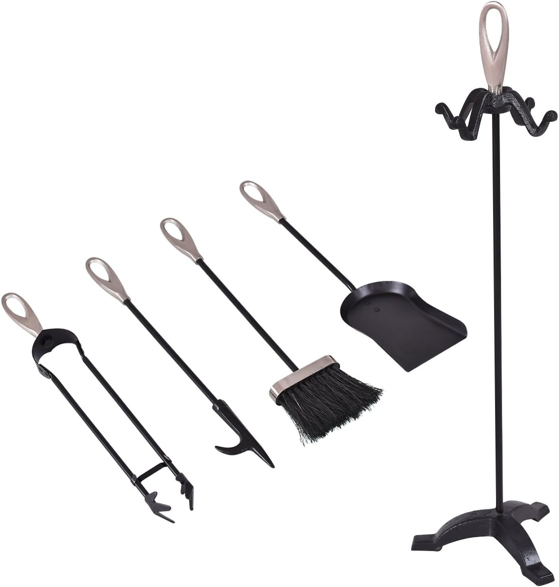 CASART 5PCS Fireplace Tool Set, Coal Fire Wood Burner Accessories with ...