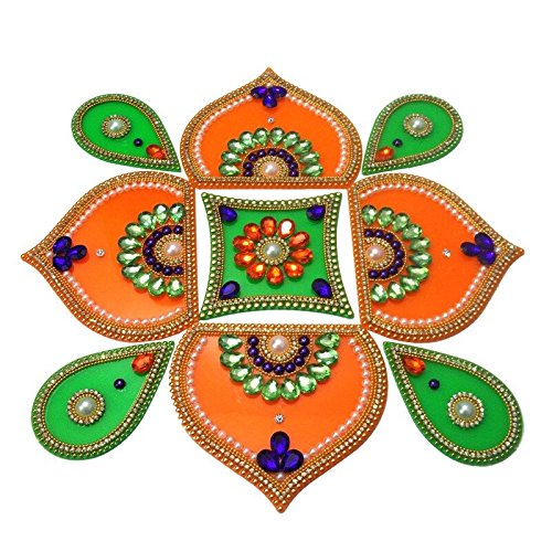 INDO GIFTING Acrylic Orange Green Rangoli : Amazon.in: Home & Kitchen