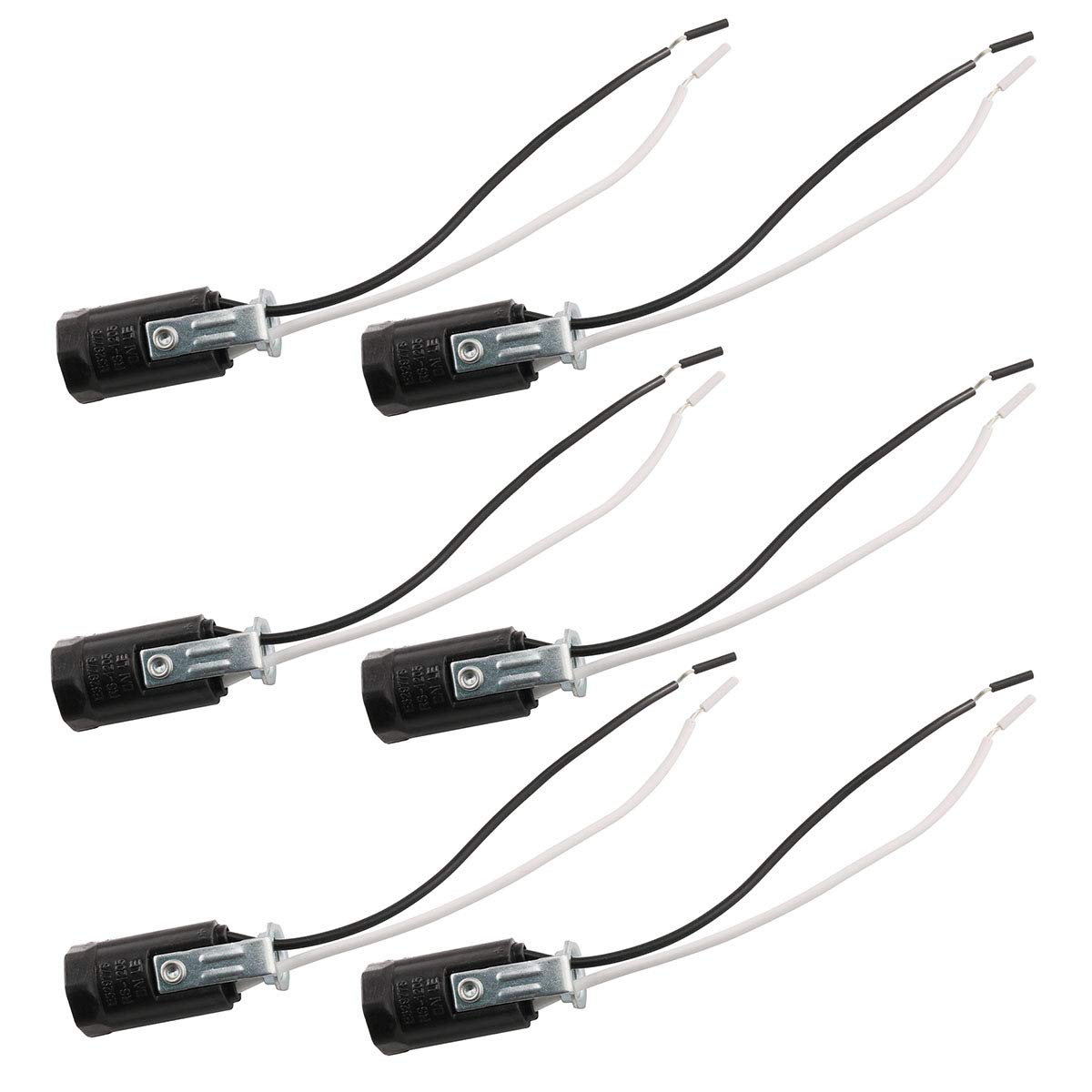 E-outstanding 6-Pack E12 Lamp Holder with 5.9 Inch Wire Leads, Keyless ...