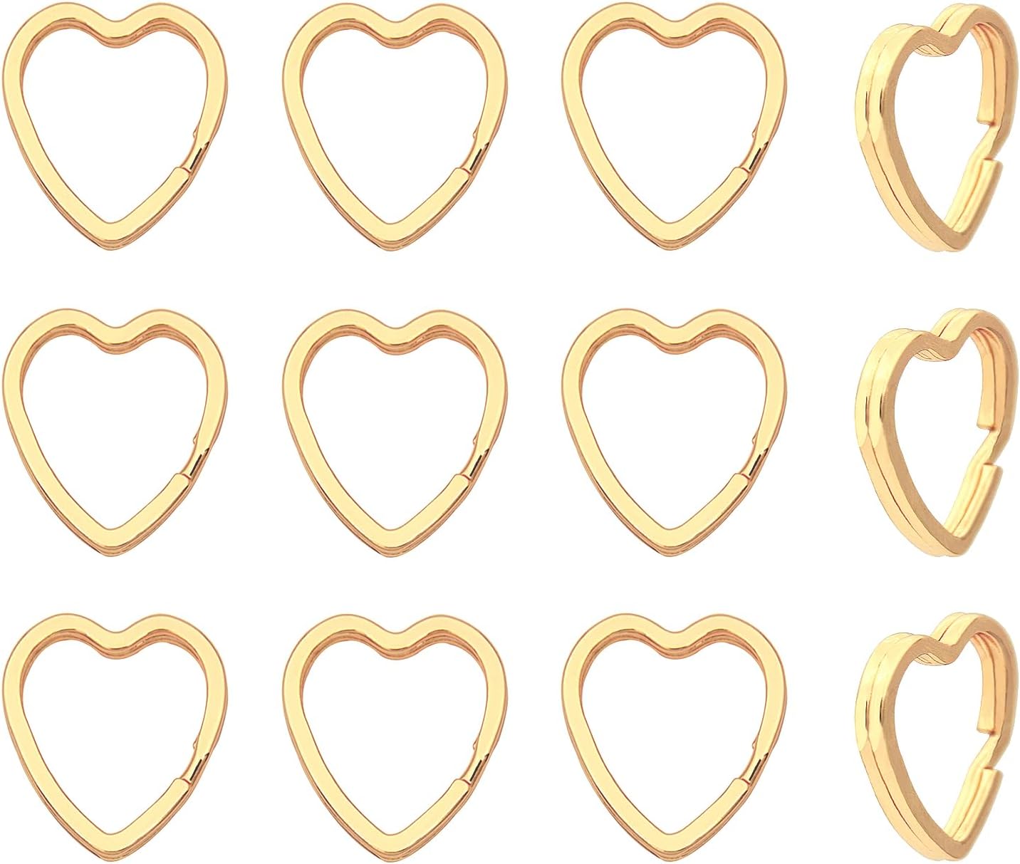 Amazon.com: 12pcs Creative Key Ring Keychain Heart Shape Golden Metal ...