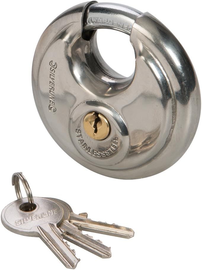 QWROK Round Disc Lock, Outdoor Heavy Duty Keyed Padlocks with Keys ...