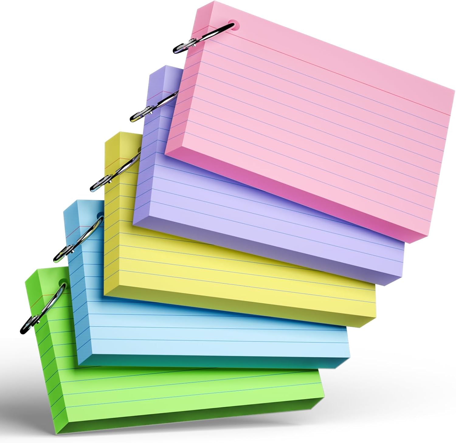 250 Count Colored Index Cards with Ring 3 x 5 Inch Heavyweight Ruled ...