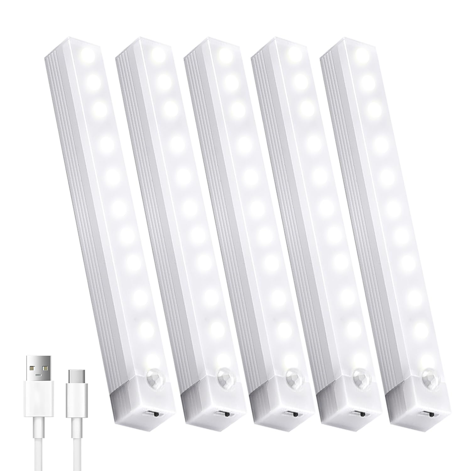 5 Pack Motion Sensor Under Cabinet Lights with Magnetic, LED ...