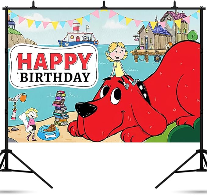 Amazon.com : The Big Red Dog Birthday Party Backdrop Photo Background ...