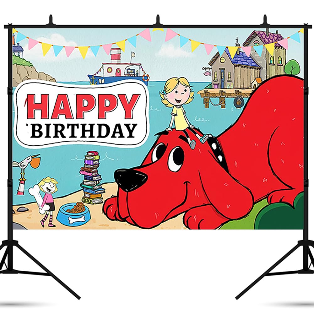 The Big Red Dog Birthday Party Backdrop Photo Background Birthday ...