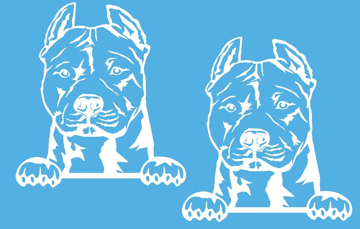 Amazon.com - 2 Pack - Peeking Pitbull | Decal Vinyl Sticker Graphics ...