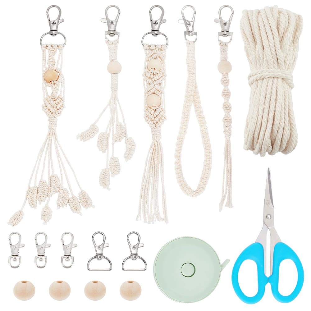 Amazon.com: FREEBLOSS 5 Set DIY Macrame Keychain Kits Macrame Kit ...
