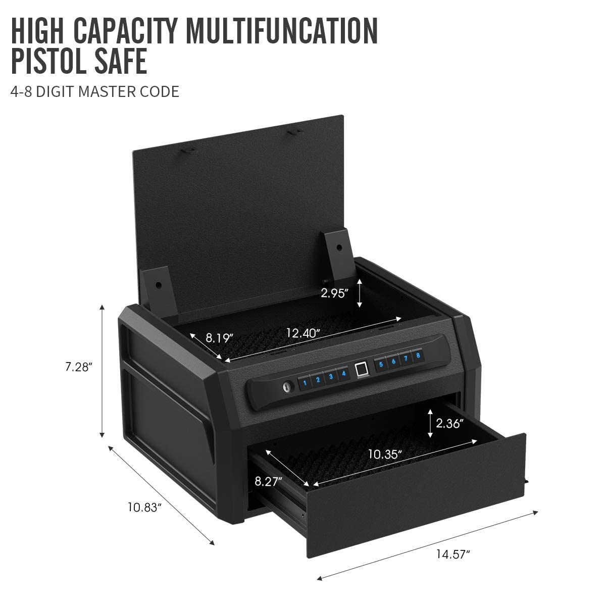 RPNB Gun Safe, High Capacity Multifunction Pistol Safe with Biometric ...