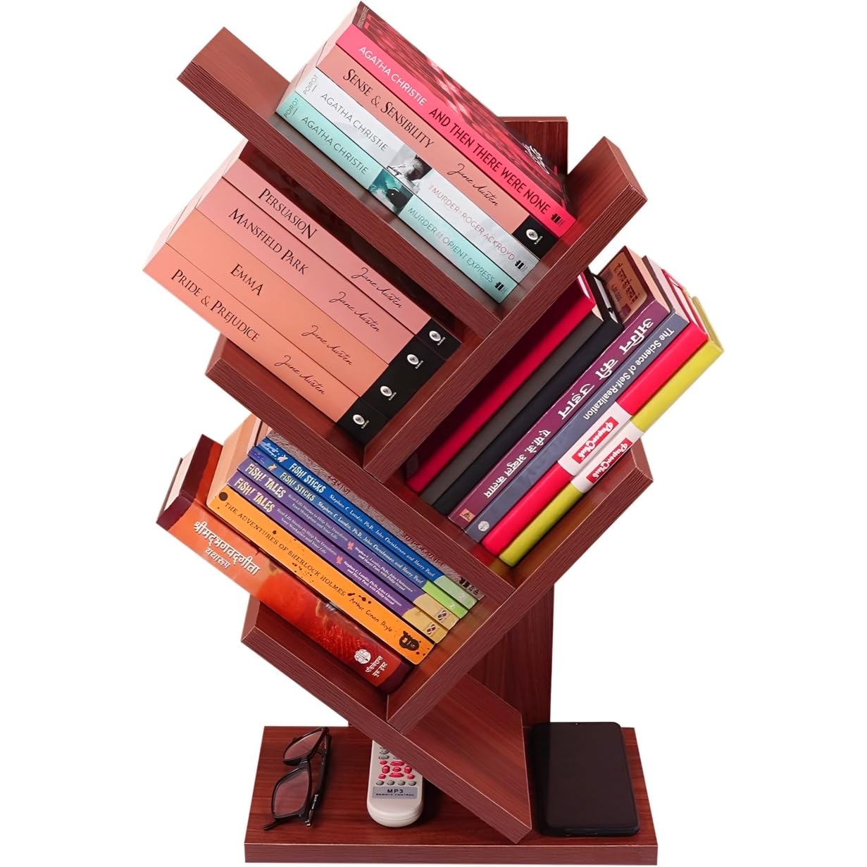 Dime Store Wooden Open Book Shelf for Home Library - Tree Shaped Book ...