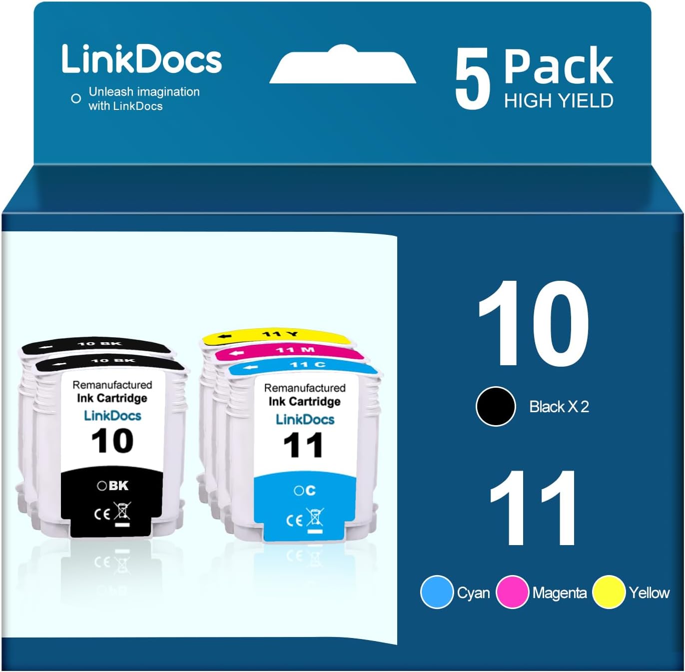 Amazon.com: LinkDocs Remanufactured HP 10 11 C4844A C4836A C4837A ...
