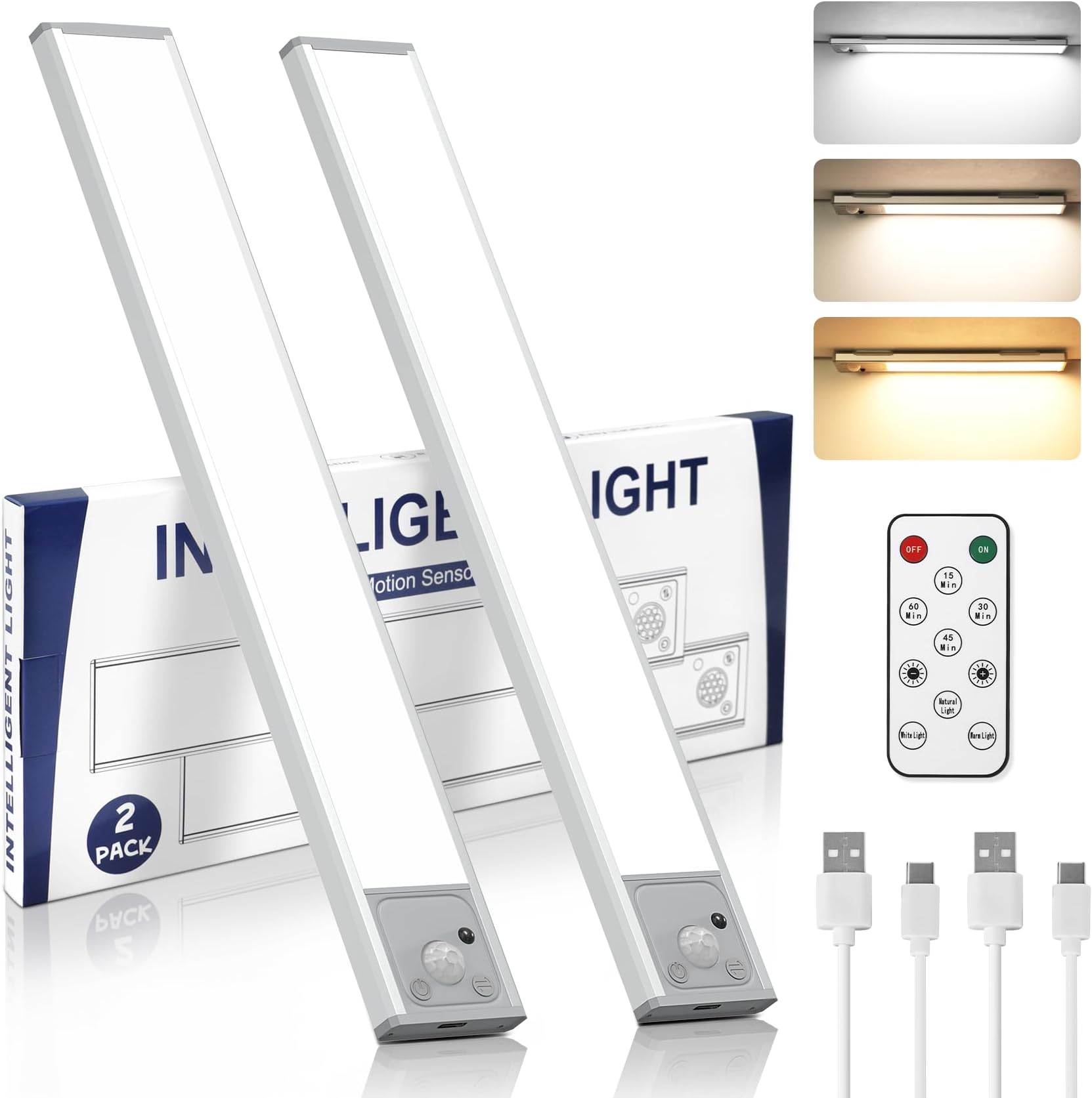 MEKKLEON Under Cabinet Lights Remote Control,2 Pack Magnetic Dimmable ...