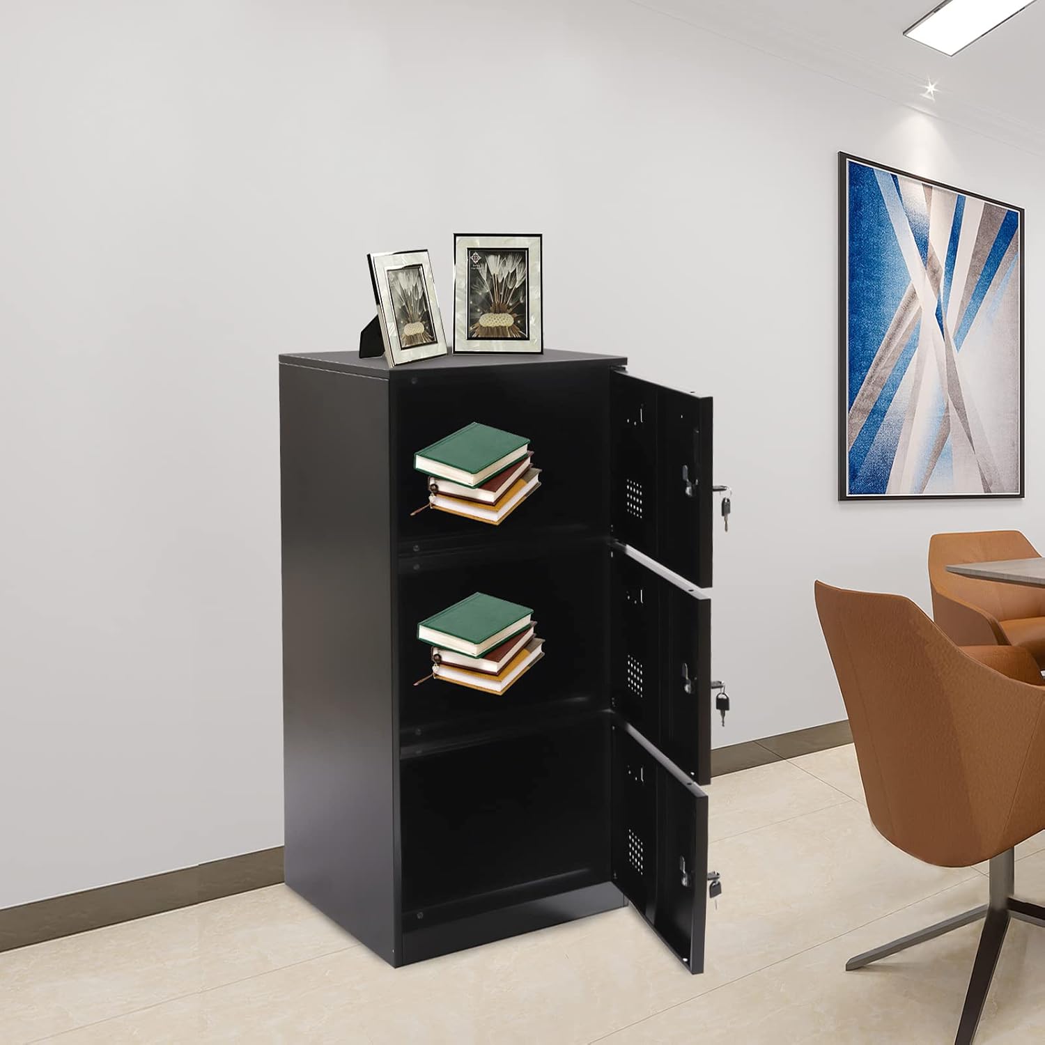 Amazon.com: GDAE10 3 Door Vertical Stackable Storage Cabinet with Lock ...