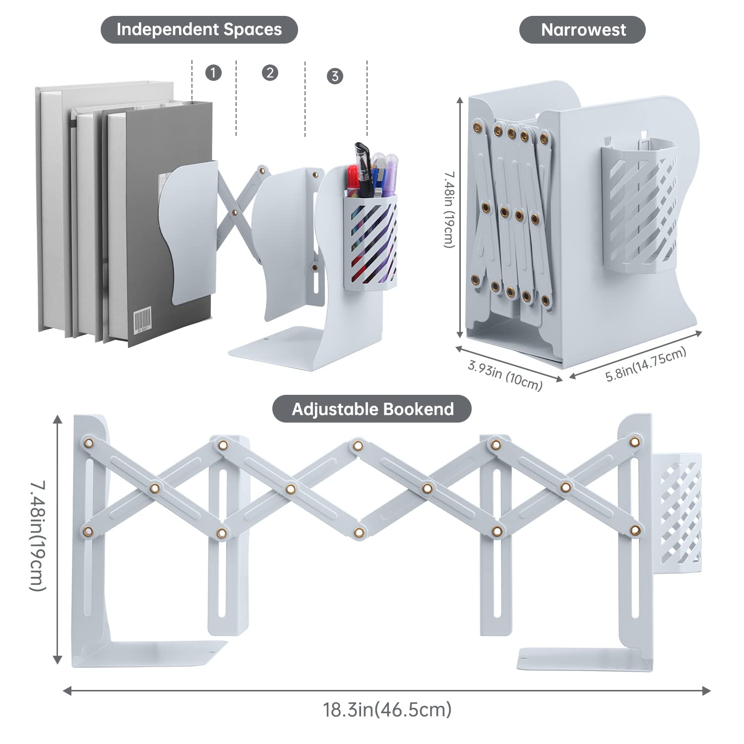 Snapklik.com : Adjustable Bookends, Metal Bookends For Heavy Books ...